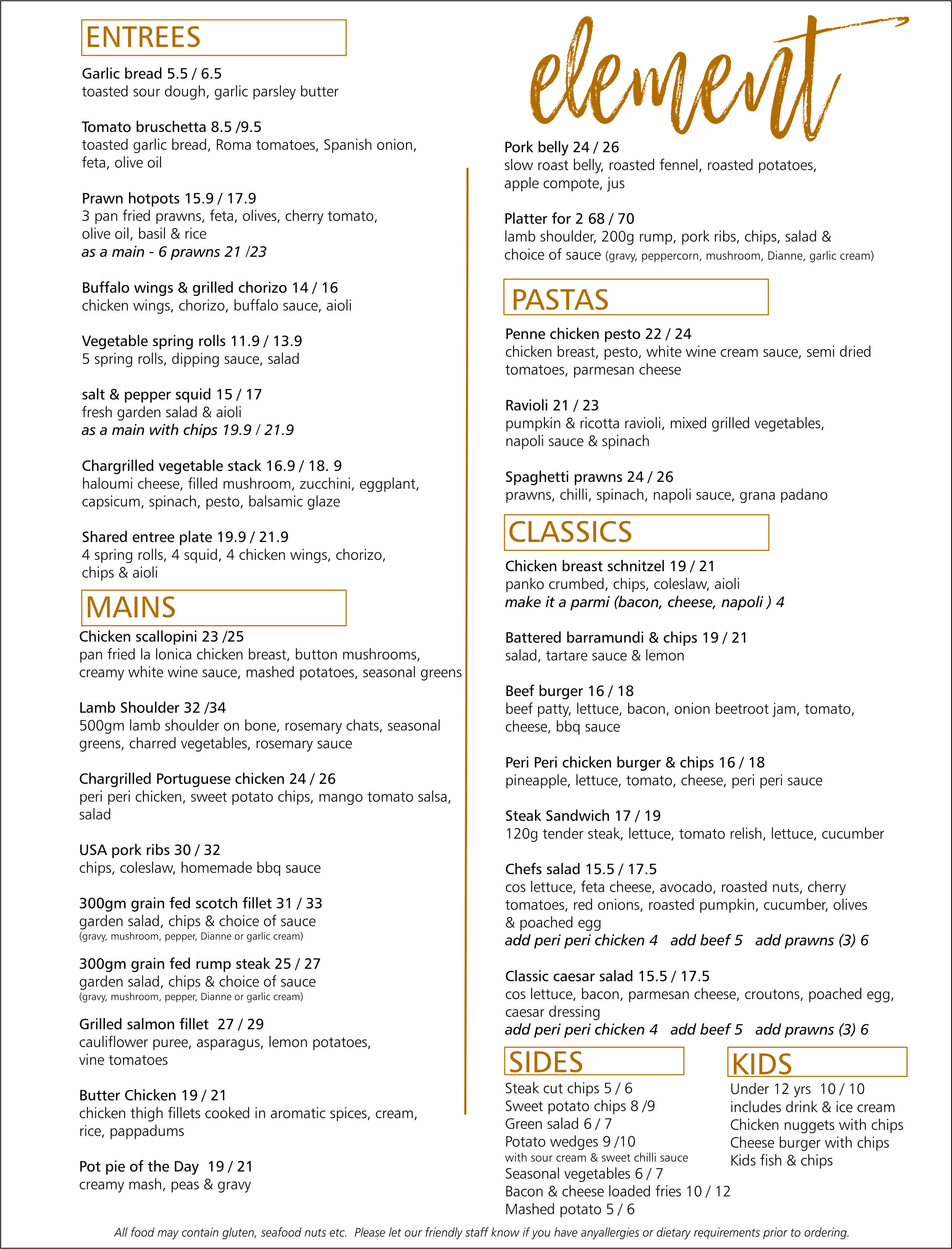 Dinner Menu - Geebung RSL